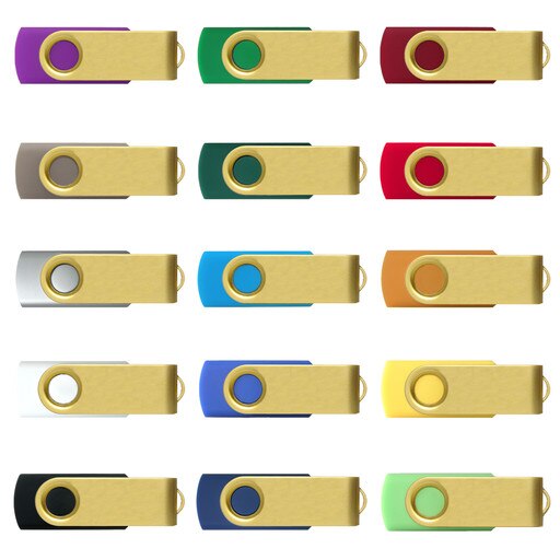 USB Drives | iClick 2.0 USB Flash Drive Gold Swivel Overseas